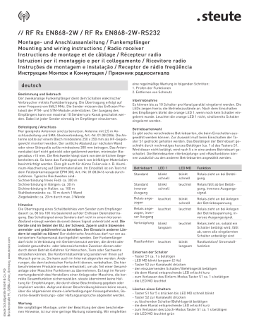 steute RF Rx EN868-2W-RS232 Mounting And Wiring Instructions | Manualzz