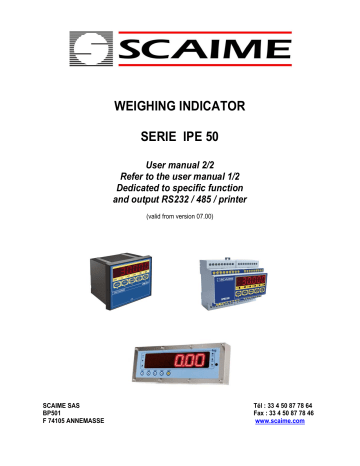 Scaime IPE 50 Series User Manual | Manualzz