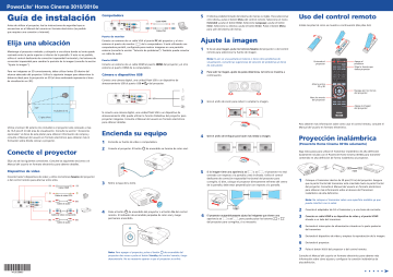 Epson PowerLite Home Cinema 3010 Guía de instalación | Manualzz