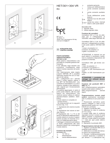 Bpt HET/301 VR, HET/304 VR Manual De Instrucciones | Manualzz