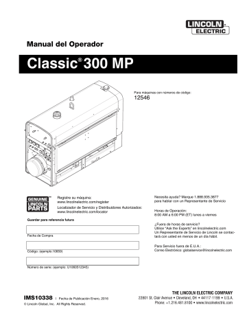 Lincoln Electric Classic 300 MP Manual de usuario | Manualzz