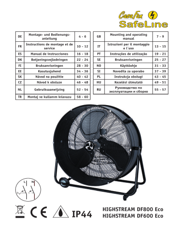 CasaFan SafeLine SV 45-10-SL, HIGHSTREAM DF600 Eco, HIGHSTREAM DF800 ...