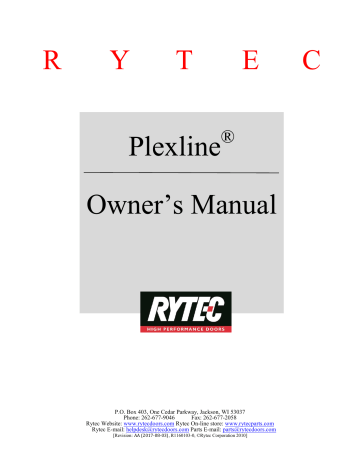 RYTEC Plexline PL5000 Owner's Manual | Manualzz