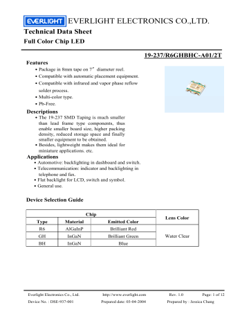 Everlight 19-237/R6GHBHC-A01/2T Technical Data Sheet | Manualzz