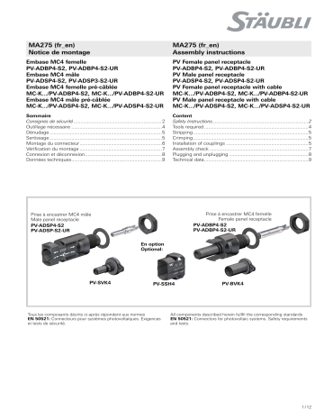 Staubli MC-K PV-ADSP4-S2 Series Assembly Instructions Manual | Manualzz