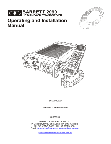 Barrett 2090 Operating And Installation Manual | Manualzz