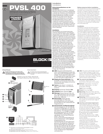 Block POWER VISION PVSL 400 Series Manual | Manualzz