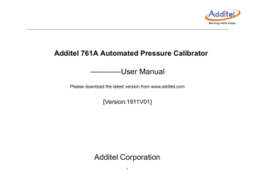 Additel 761A User Manual | Manualzz