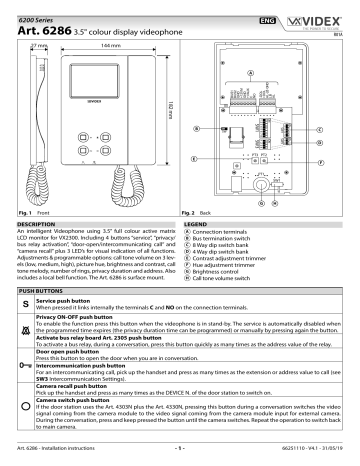 Videx 6200 Series, 6286 Manual | Manualzz