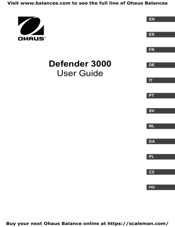 OHAUS Defender 3000 Series User Manual | Manualzz