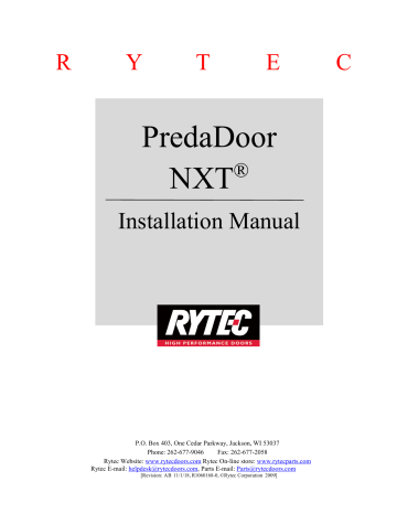 RYTEC PredaDoor NXT Installation Manual | Manualzz