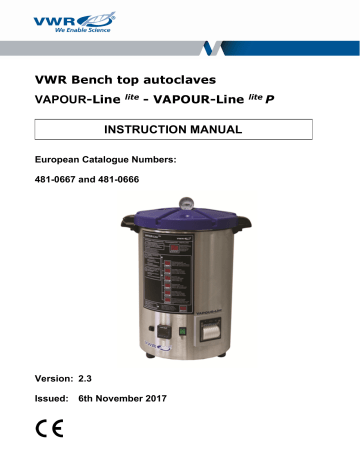 VWR VAPOUR-Line lite P, 481-0666, VAPOUR-Line lite Instruction manual ...
