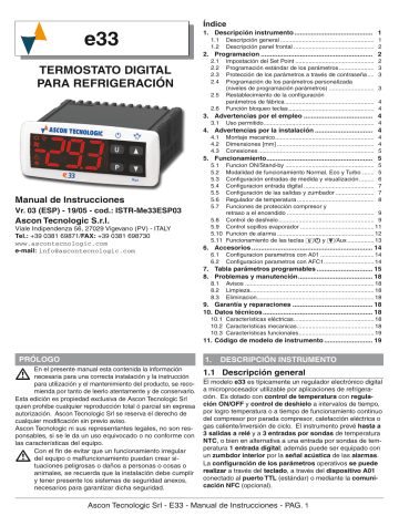 Ascon tecnologic E33 Manual de usuario | Manualzz