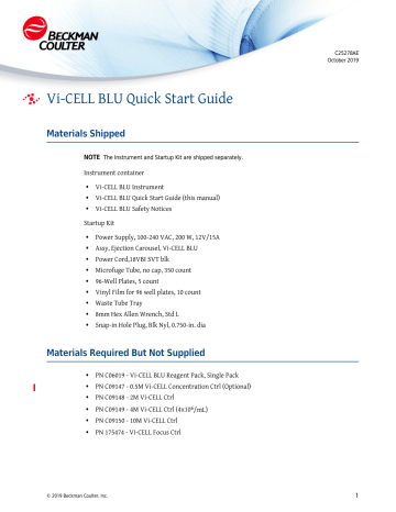 Beckman Coulter Vi-CELL BLU Kurzanleitung | Manualzz