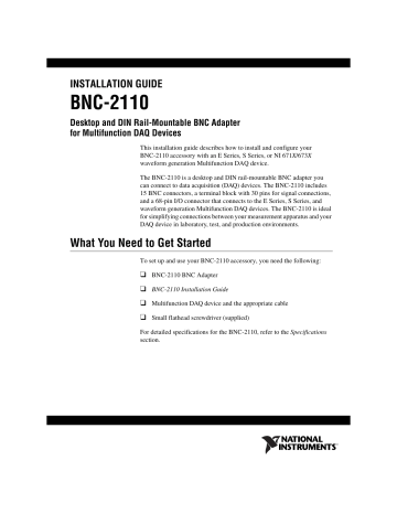 National Instruments BNC-2110 Installation Manual | Manualzz