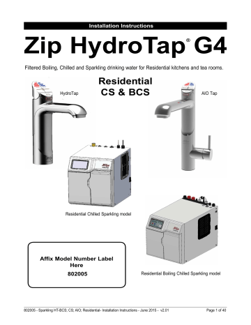 Zip HydroTap G4 Installation Instructions Manual | Manualzz