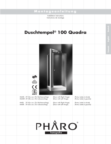Hans Grohe Pharo Duschtempel 100 Quadra M40L 29 42 Series Installation ...