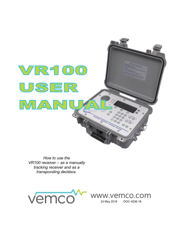 Vemco VR100 User Manual | Manualzz