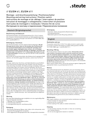 steute EM 411, ES 41 Mounting And Wiring Instructions | Manualzz