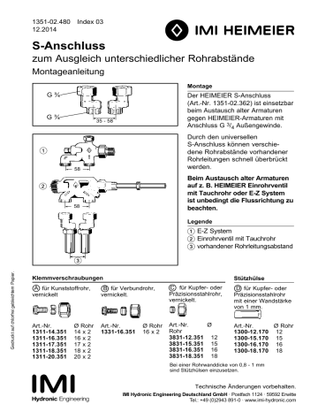 Imi Heimeier 1311-17.351 Montageanleitung | Manualzz
