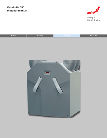 Zehnder Rittling ComfoAir 350 Installer Manual | Manualzz