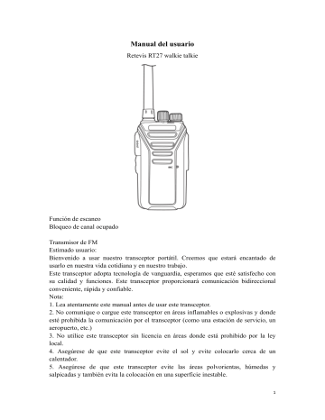 Retevis RT27 Manual de usuario | Manualzz