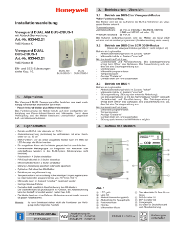 Honeywell Viewguard DUAL AM BUS-2 Installationsanleitung | Manualzz