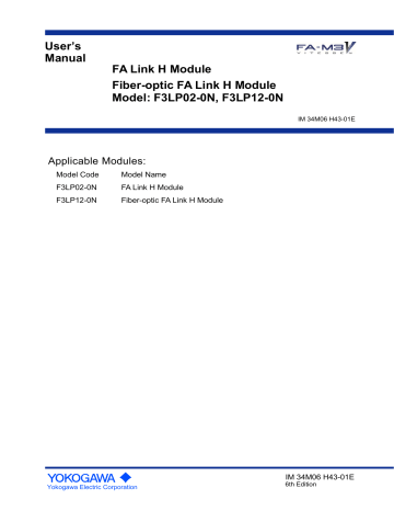 YOKOGAWA F3LP12-0N, FA-M3 FA Link H Module User Manual | Manualzz