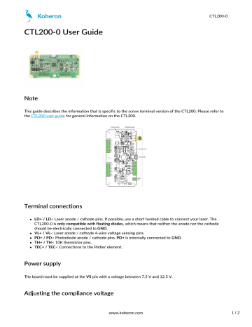 Koheron CTL200-0 User Manual | Manualzz