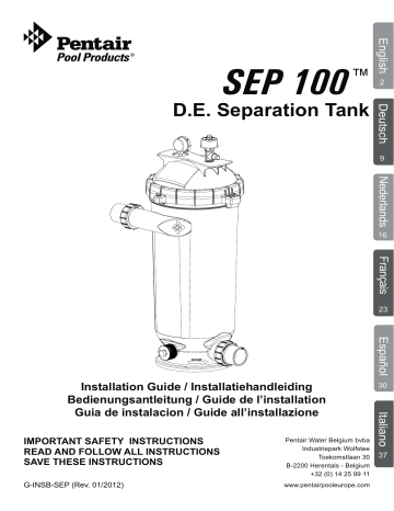 Pentair SEP 100 Installation Manual | Manualzz