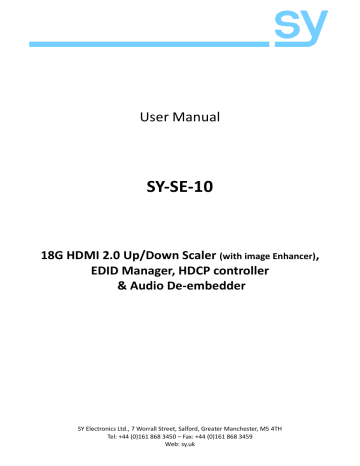 SY SY-SE-10 User Manual | Manualzz