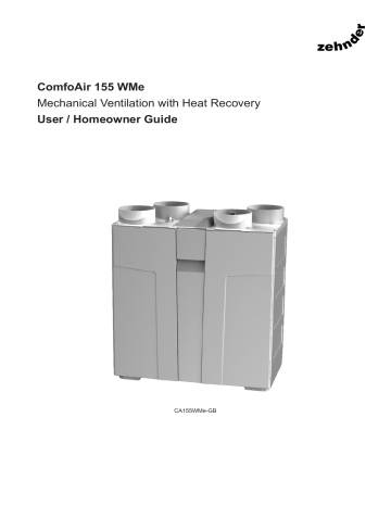 Zehnder Rittling ComfoAir 155 WMe User/Homeowner Manual | Manualzz