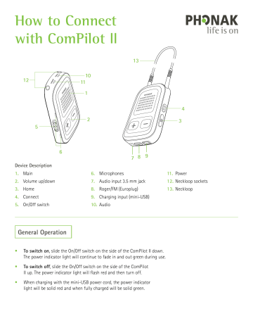 Phonak ComPilot Air II How To Connect | Manualzz