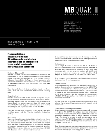 MB QUART REFERENCE/PREMIUM Subwoofer Installation Manual | Manualzz