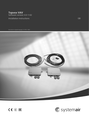 SystemAir Topvex VAV Installation Instructions Manual | Manualzz