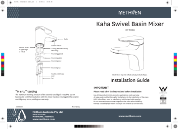 METHVEN Kaha 01-7003 Installation Manual | Manualzz