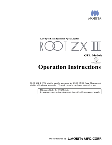 Morita ROOT ZX II Operation Instructions Manual | Manualzz