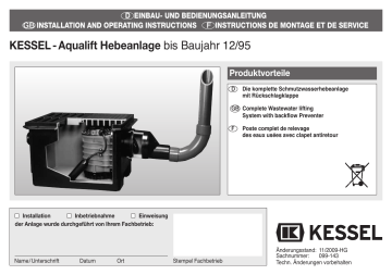 Kessel UNIVA-Aqualift Installation And Operating Instructions Manual ...