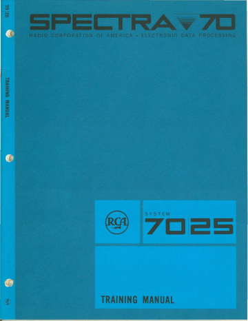 RCA Spectra 70, Spectra 70/25 Training Manual | Manualzz