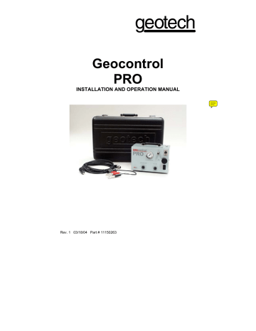 Geotech Geocontrol PRO Installation And Operation Manual | Manualzz