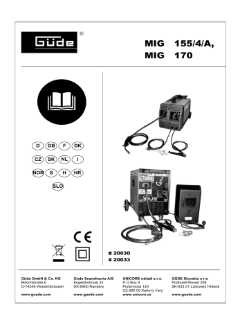 Gude MIG 155/4/A, MIG 170 Bedienungsanleitung | Manualzz