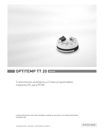 KROHNE OPTITEMP TT 20 Manual de usuario | Manualzz