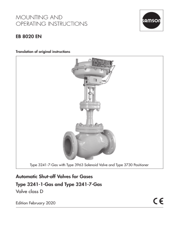Samson 3241-1-Gas Mounting And Operating Instructions | Manualzz