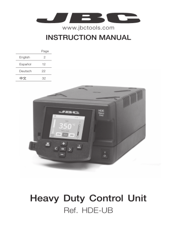 jbc HDE-1C, HDE-1UB, HDE-2C, HDE-2UB, HDE-9UB, HDE-UB, HDRE-9B Handbuch | Manualzz