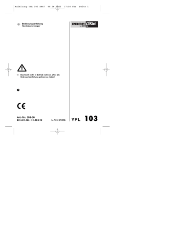 Zgonc yellow PROFILINE YPL 103 Bedienungsanleitung | Manualzz