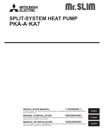 Mitsubishi Electric PKA-A24KA7, PKA-A36KA7 Manual De Instalación | Manualzz