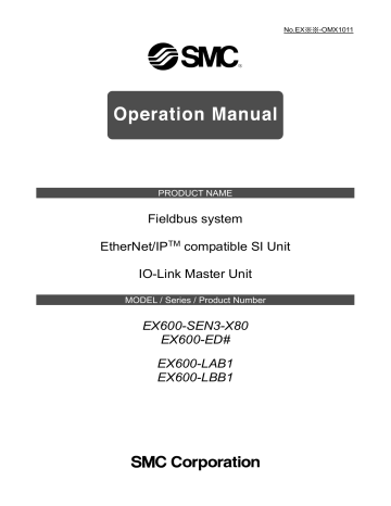 SMC Networks EX600 Series, EX600-SEN3-X80 Operation Manual | Manualzz