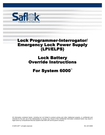 Kaba Saflok LPI Instructions Manual | Manualzz