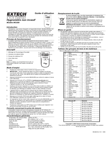 Extech MO280 Pin Free Moisture Meter Leaflet | Manualzz
