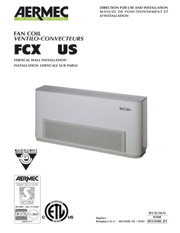 AERMEC FCX US Direction For Use And Installation | Manualzz